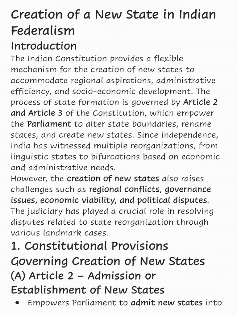 Creation of A New State - 250321 - 143251 | PDF