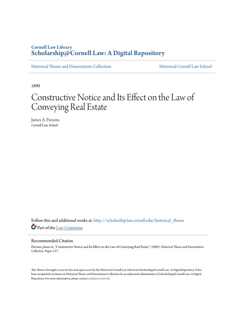 Constructive Notice and Its Effect On The Law of Conveying Real E | PDF ...