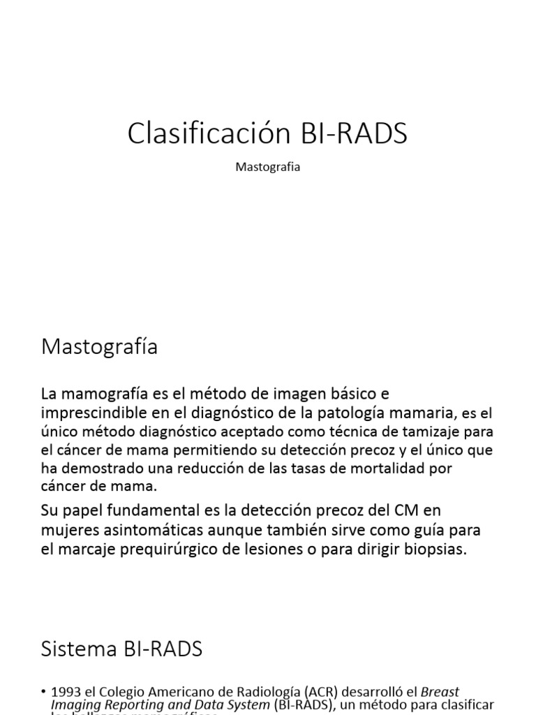 Clasificación BI-RADS en Mamografía | PDF | Mamografía | Cáncer de mama