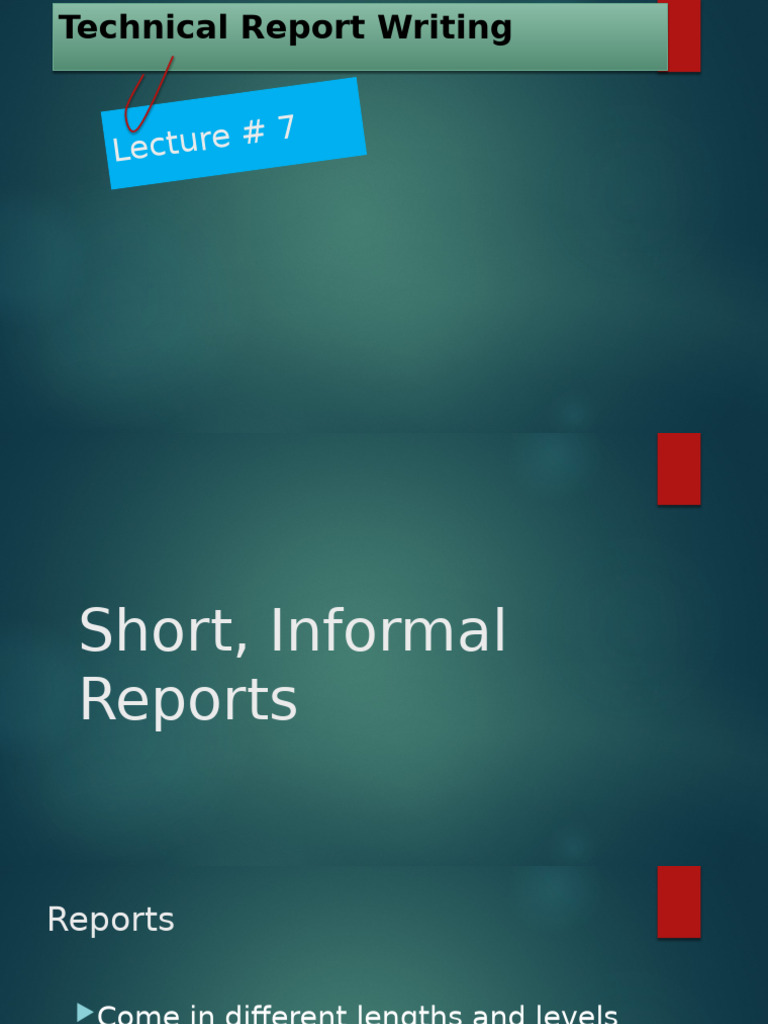 TRWLec 7 Short Informal Reports | PDF | Information
