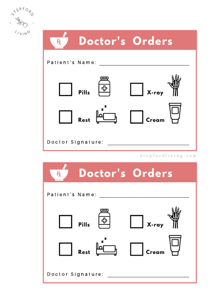 Doctor's Order Cards | PDF