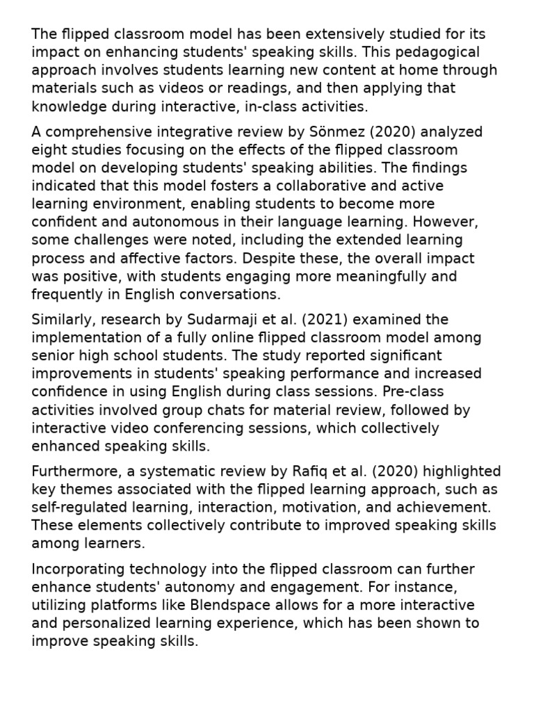 The Flipped Classroom Model Has Been Extensively Studied For Its Impact On Enhancing Students ...