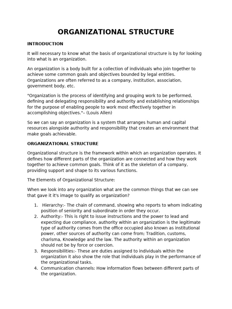 Understanding Organizational Structure | PDF | Organizational Structure ...