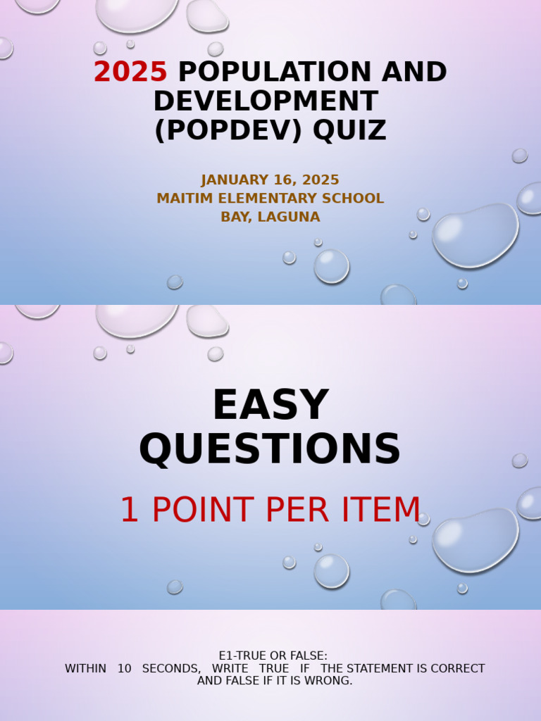2025 PopDev Quiz for Laguna Students | PDF | Human Reproduction