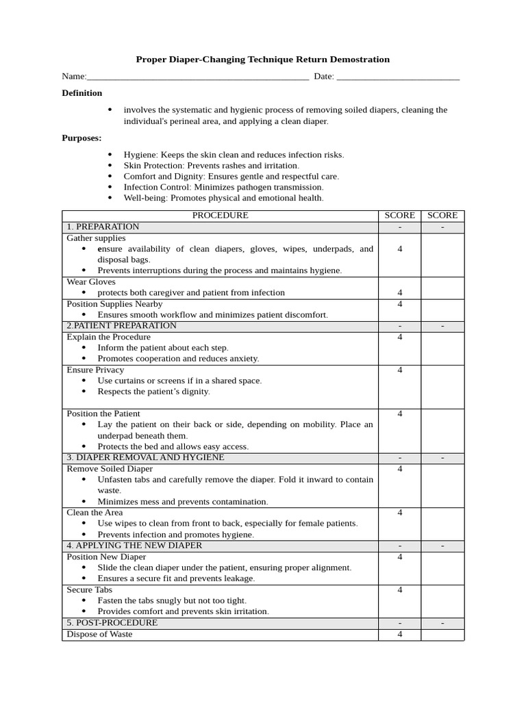 Proper Diaper-Changing Technique Return Demostration | PDF | Hygiene ...