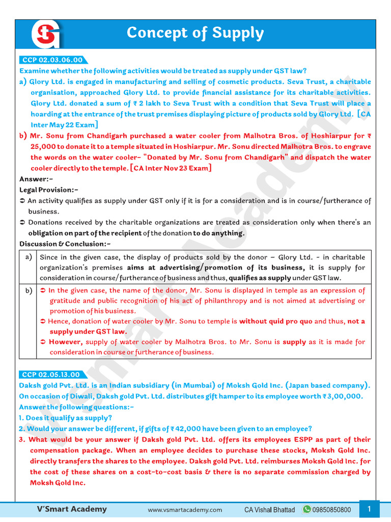 CAI - GST - Additional & Changes Questions - M25 | PDF