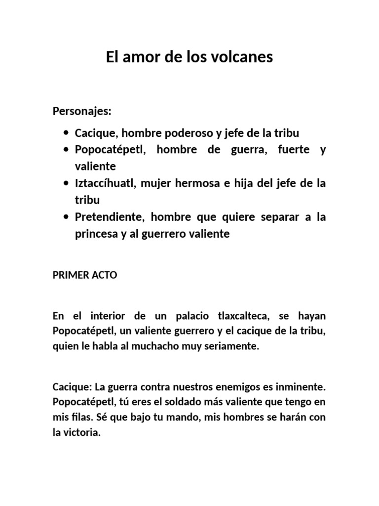 La leyenda de Popocatépetl e Iztaccíhuatl | PDF