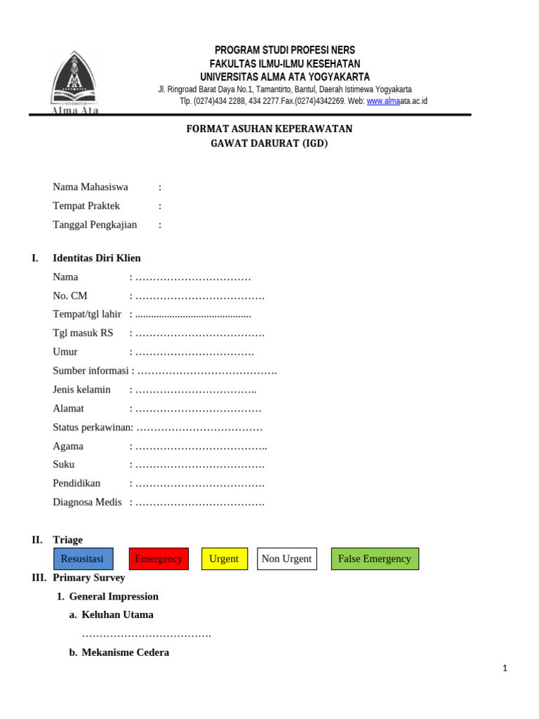 Form Askep Igd | PDF
