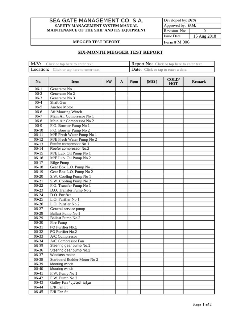 Six-Month Megger Test Report | PDF | Crane (Machine) | Air Conditioning