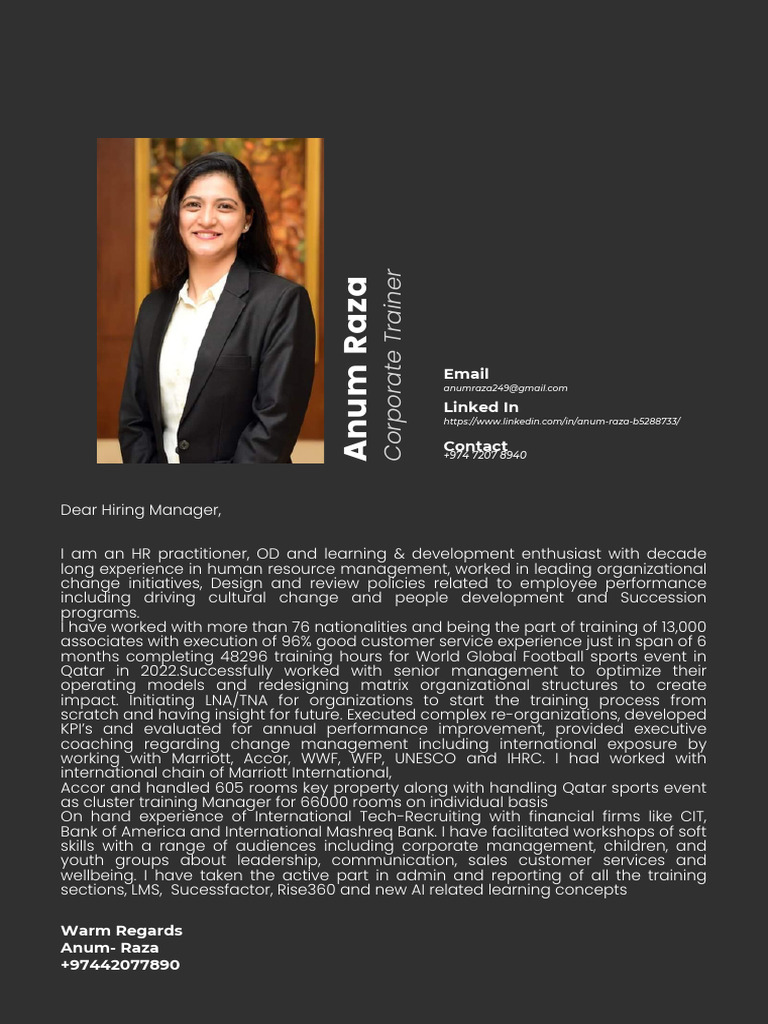 Anum-Cover Letter- L&D | PDF