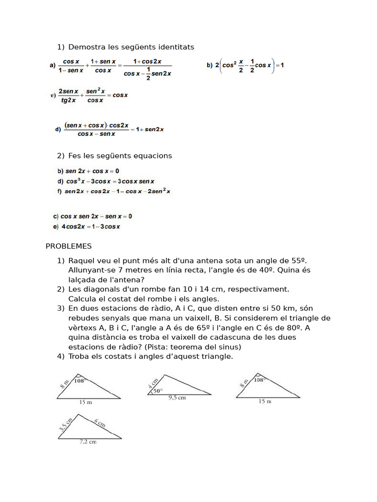 EXERCICIS TRIGO ++ | PDF