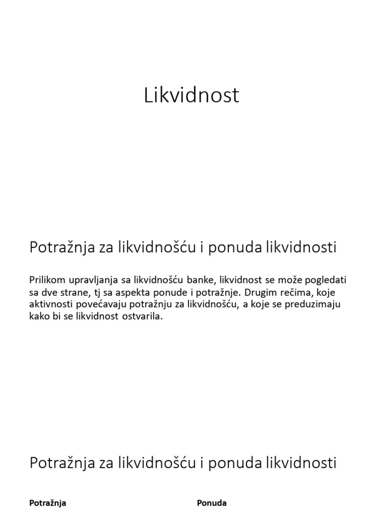 06 Likvidnost Predavanja | PDF