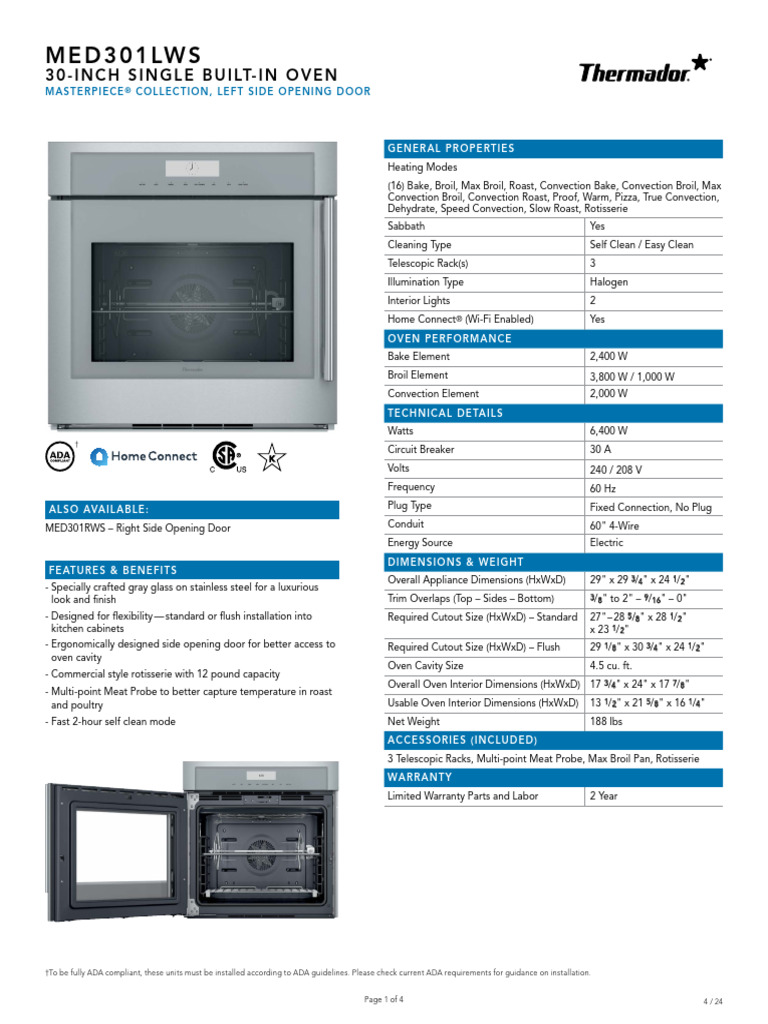 MCDOC02802523 - MED301LWS 30 INCH SINGLE BUILT IN OVEN LEFT ...