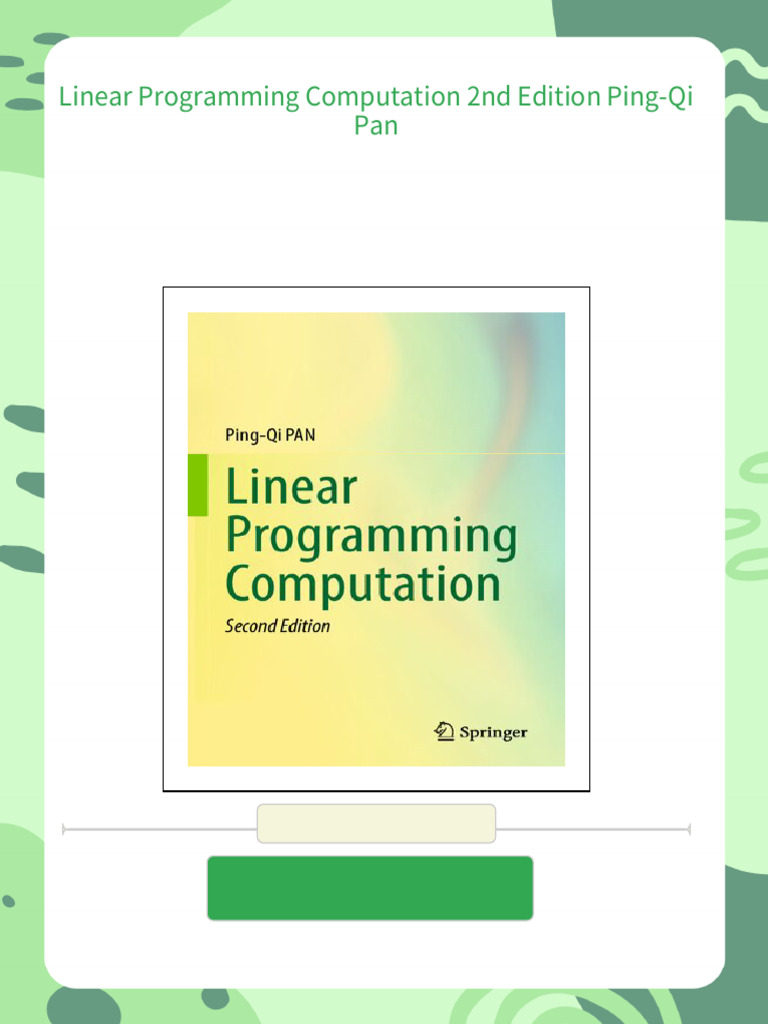 Linear Programming Computation 2nd Edition Ping-Qi Pan - The latest ...