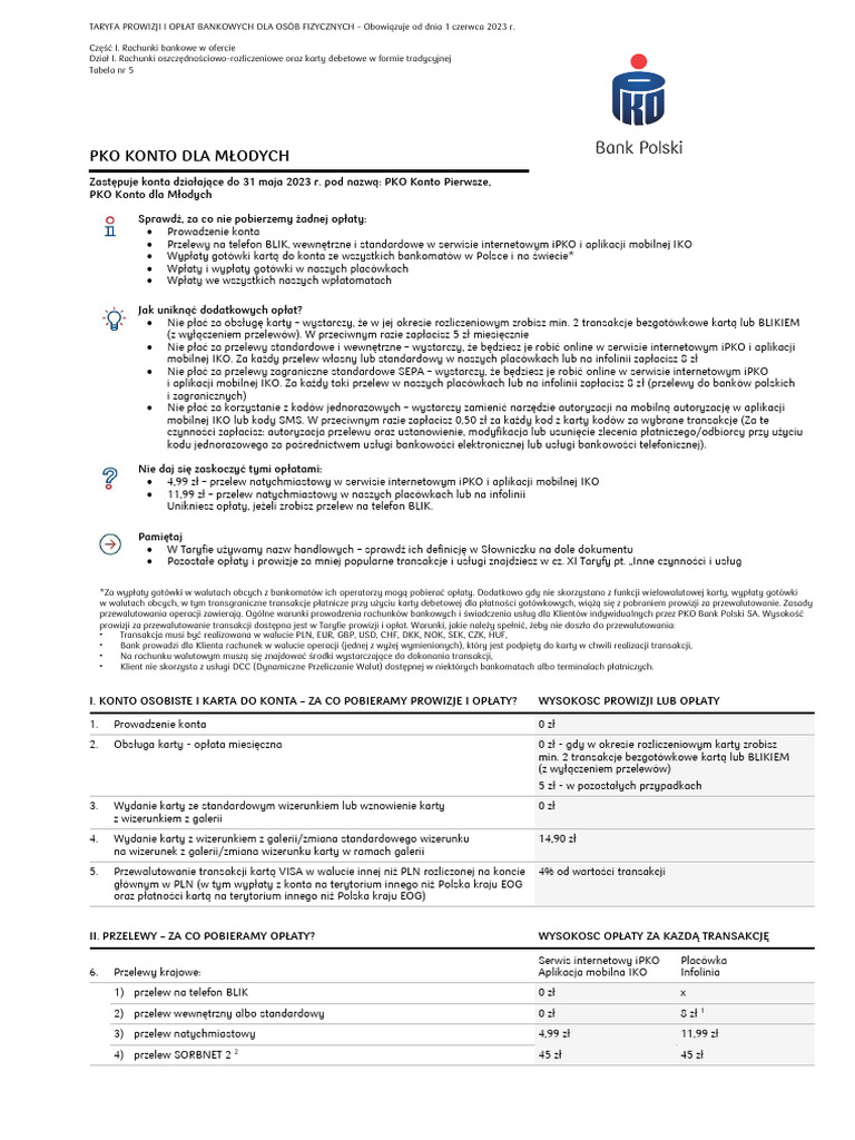Pko Konto Dla Młodych | PDF