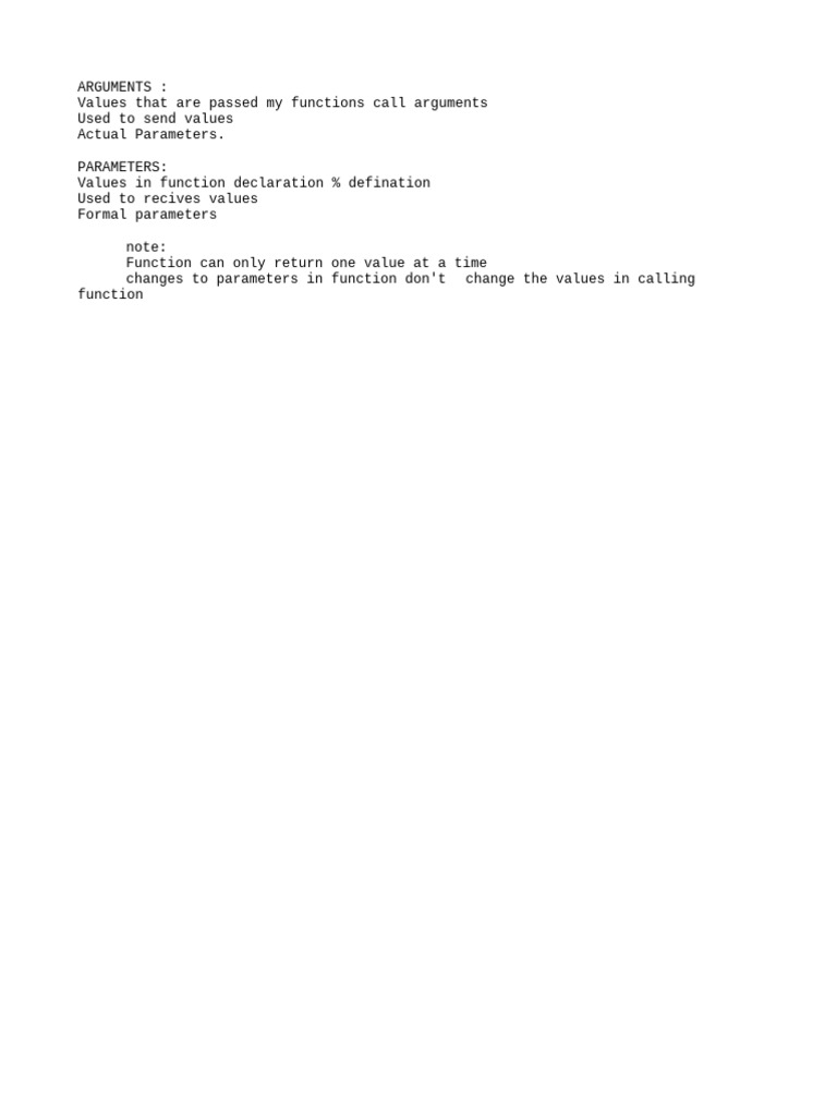 Parameters vs. Arguments Explained | PDF