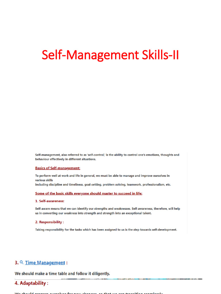 Self Management | PDF