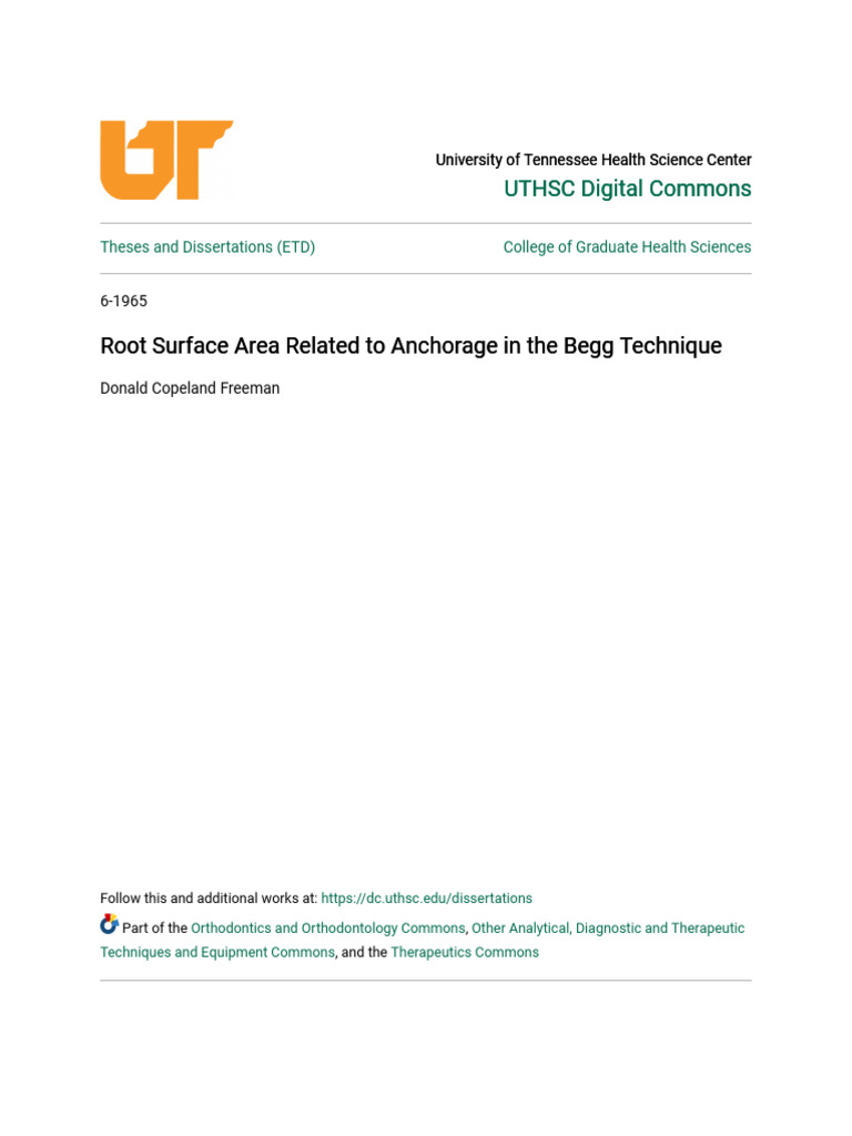 Root Surface Area Related to Anchorage in the Begg Technique | PDF ...