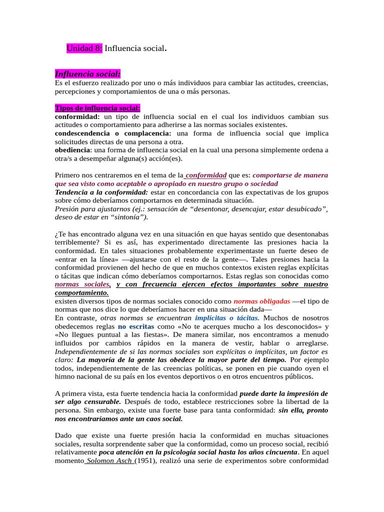 Unidad 8 | PDF | Conformidad | Comportamiento