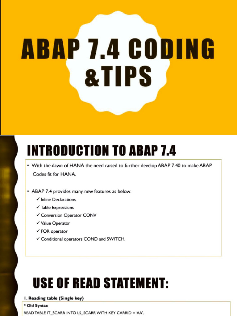 ABAP 7 4 Tips Abap Syntax 1712569568 | PDF