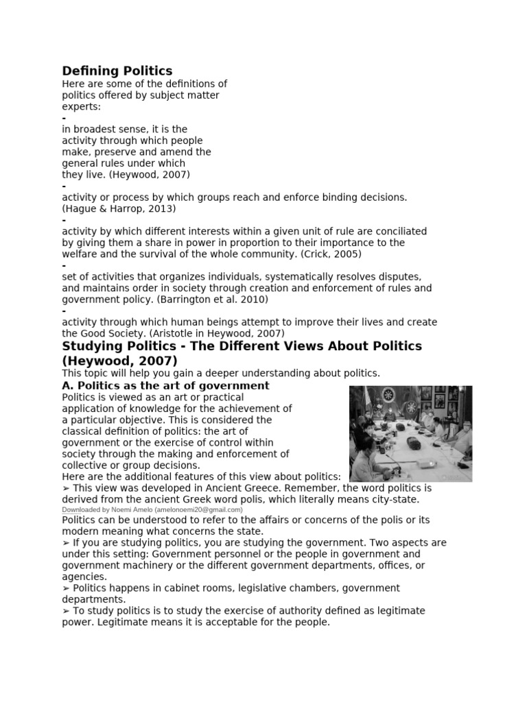 Defining Politics-Grade 11 Module | PDF | Governance | Power (Social ...