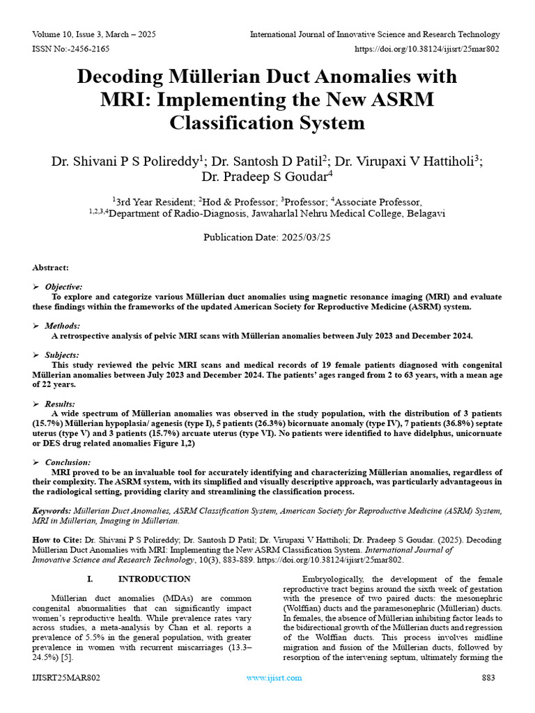 Decoding Müllerian Duct Anomalies With MRI: Implementing The New ASRM ...