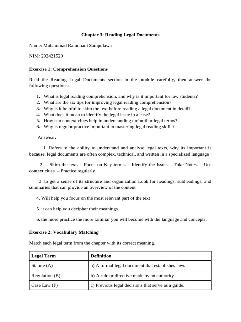 Legal Document Reading Guide | PDF | Reading Comprehension | Justice