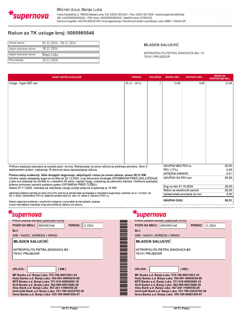 Supernova Racun 2024-11 416599 | PDF