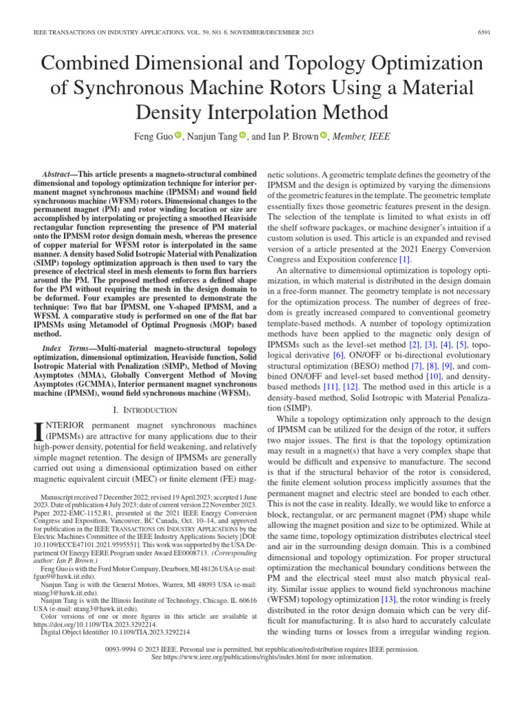 Combined Dimensional and Topology Optimization of Synchronous Machine Rotors Using A Material ...