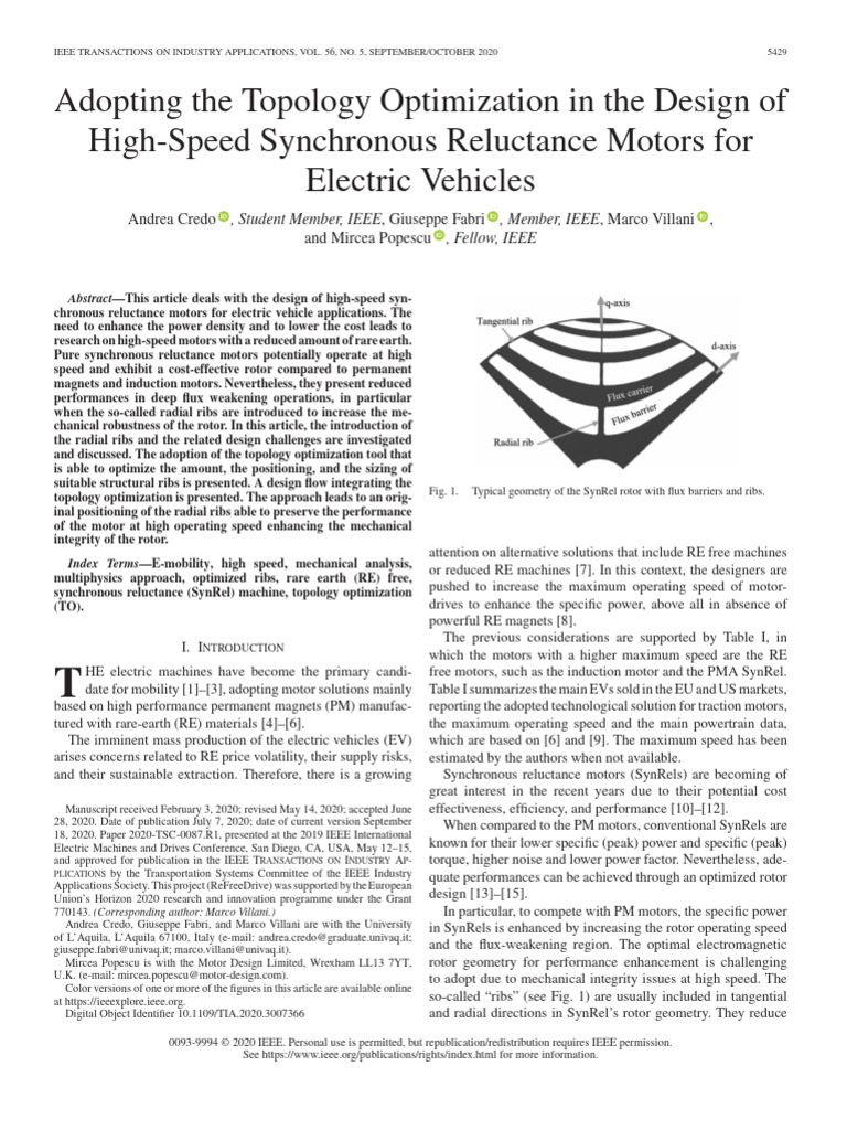 Adopting The Topology Optimization in The Design of High-Speed Synchronous Reluctance Motors For ...