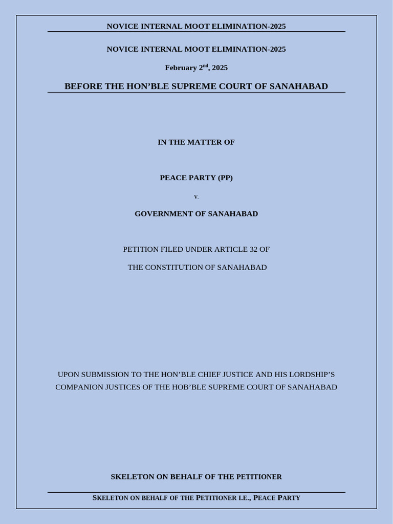 Petitioner Skeleton NIME (PRATEEK and SMRITI) | PDF | Political Charters | Separation Of Powers