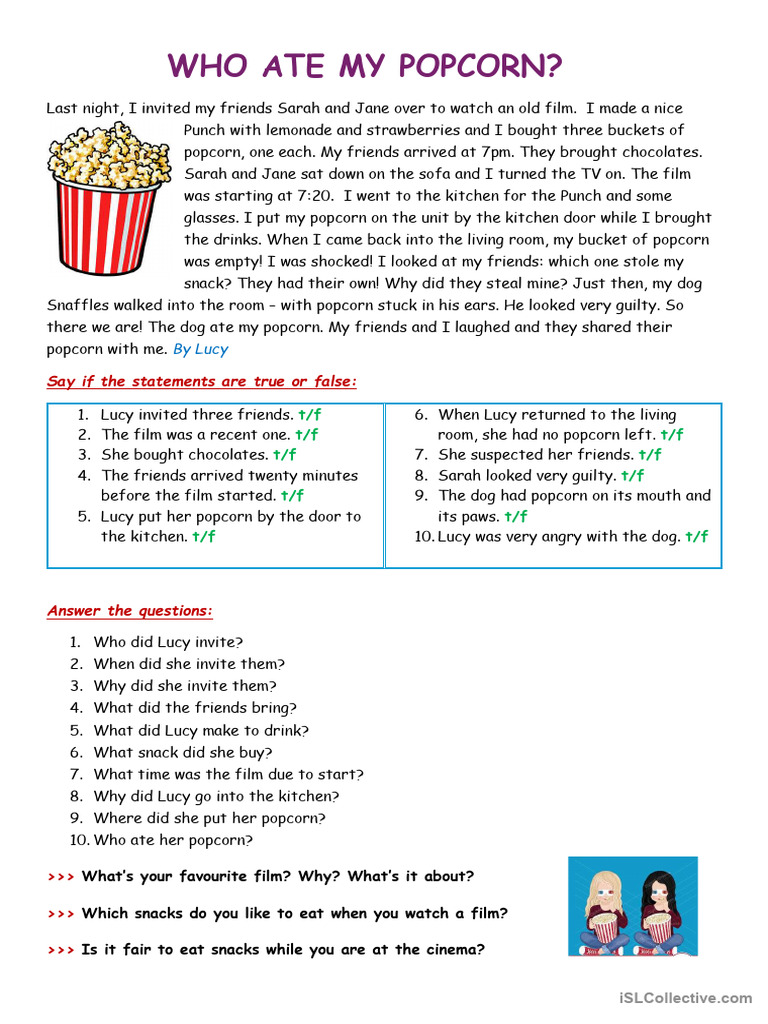 Who Ate My Popcorn? | PDF