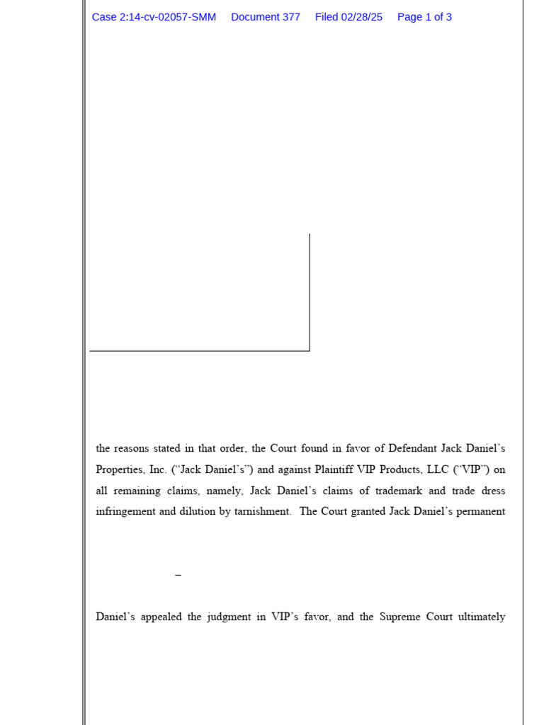 VIP Products v. Jack Daniel's - Permanent Injunction | PDF | Judgment ...