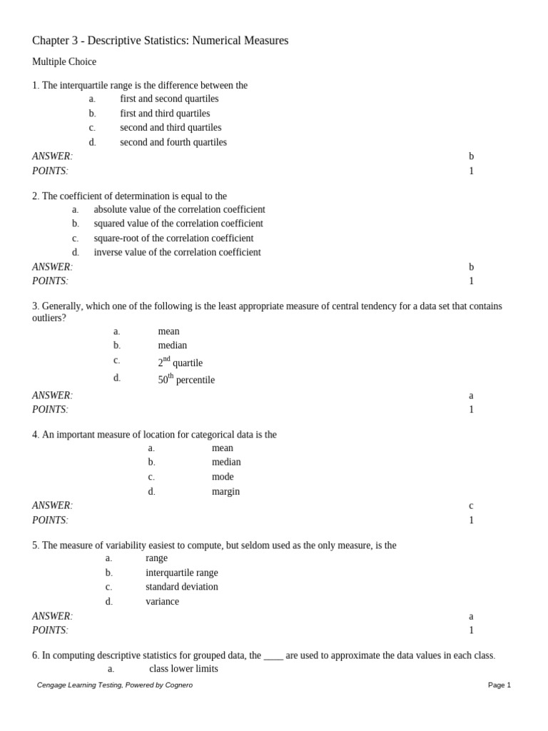 Chapter 3 Descriptive Statistics Numerical Measures | PDF | Variance ...