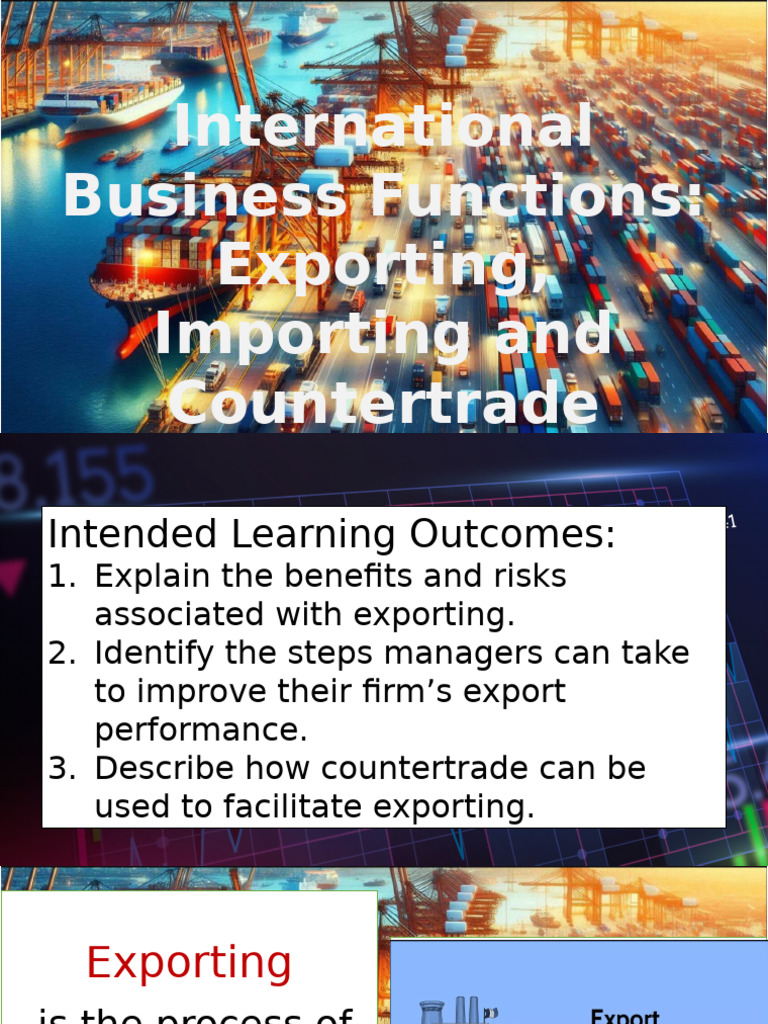 Export Import and Countertrade | PDF | Exports | Market (Economics)