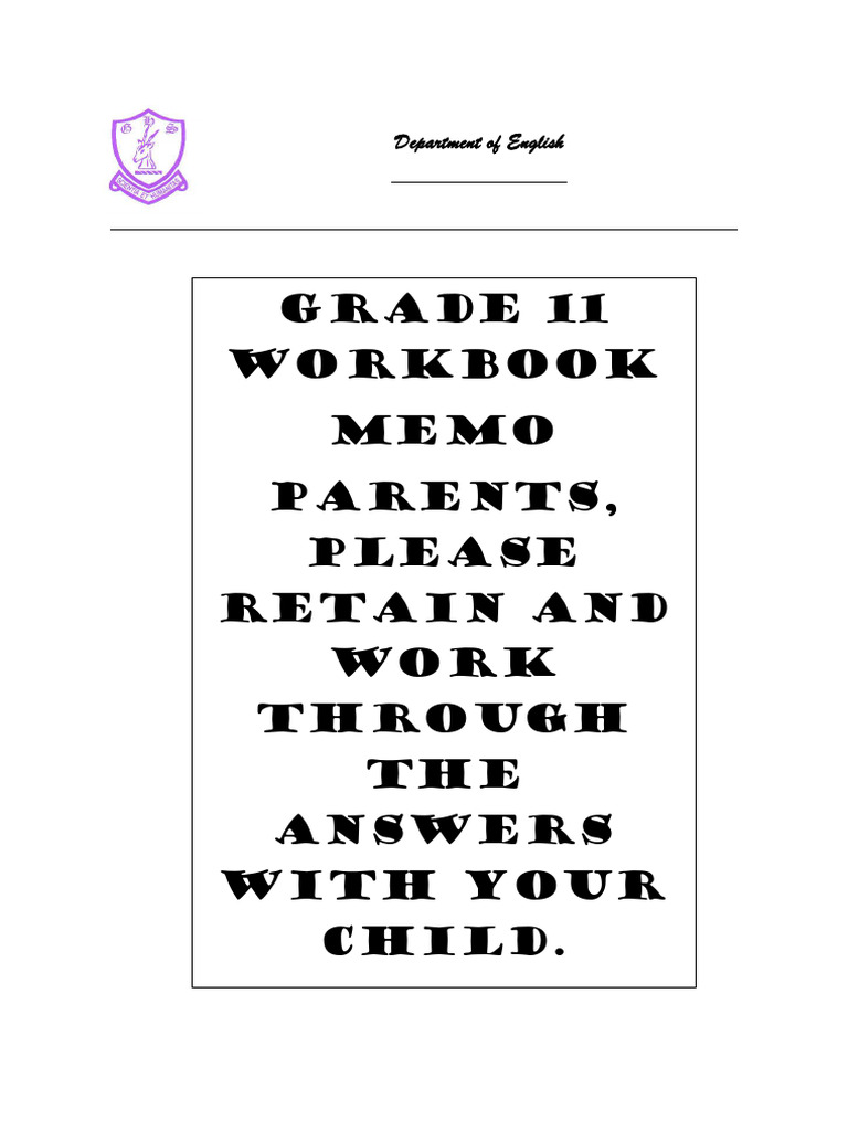 Germiston Grade 11 Workbook Memo-2 | PDF | Linguistics | Syntax