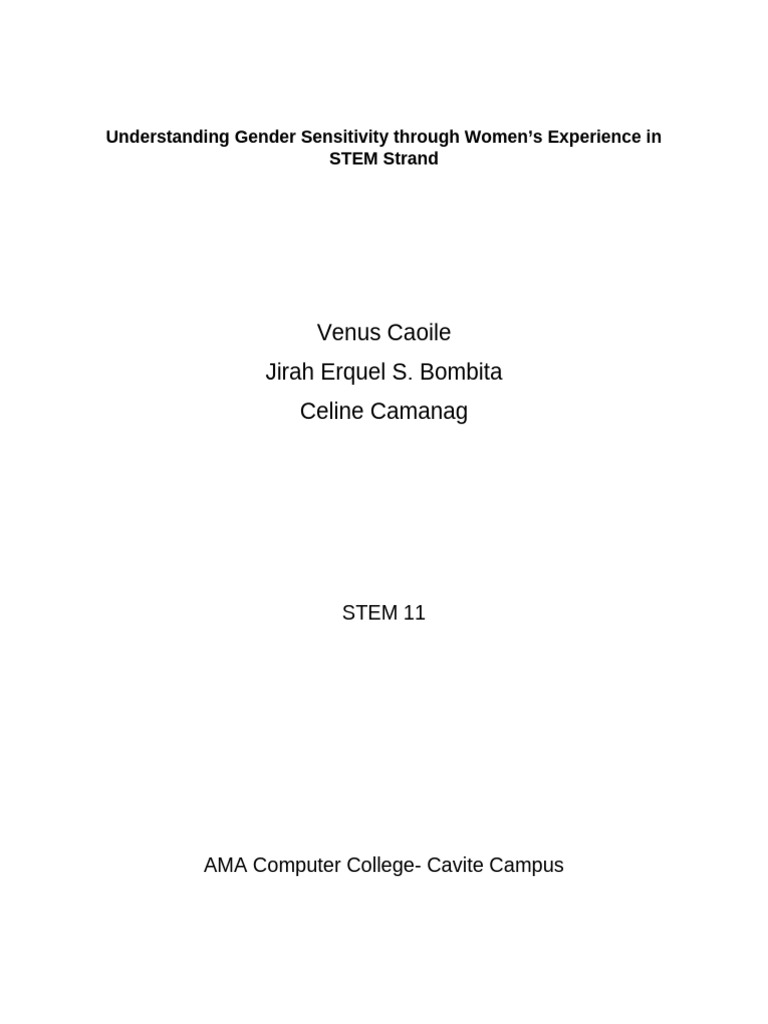 Understanding Gender Sensitivity through Women Experience on STEM ...