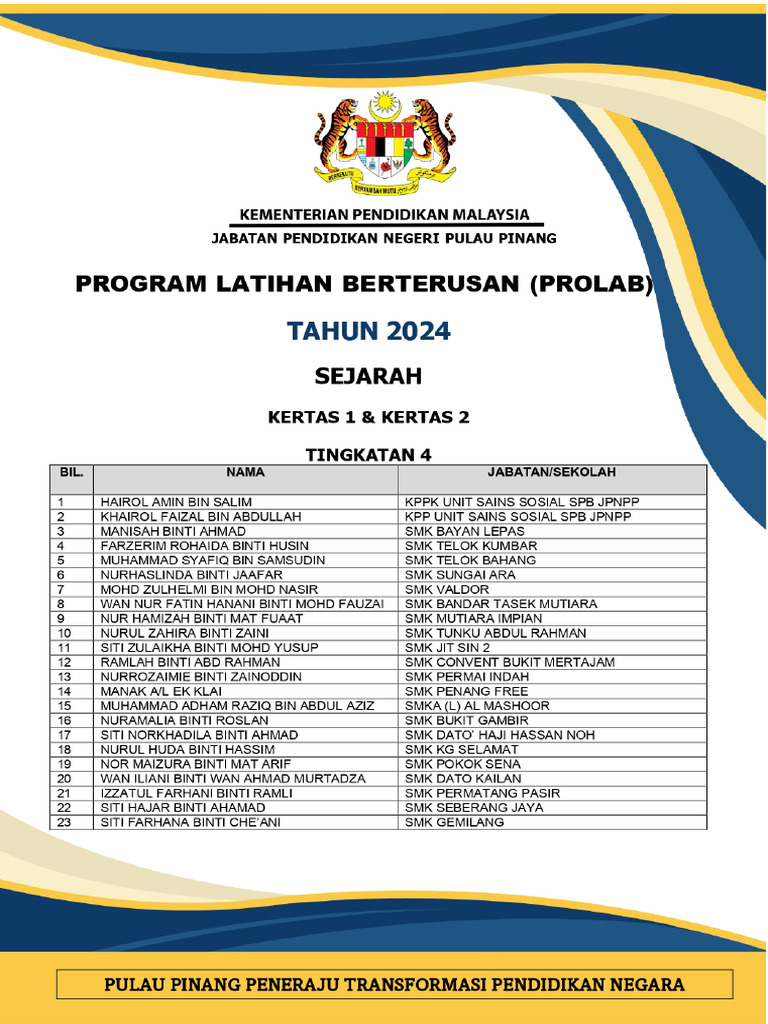 SKEMA MODUL PROLAB TING 4 SPM 2024 EDIT (2) | PDF