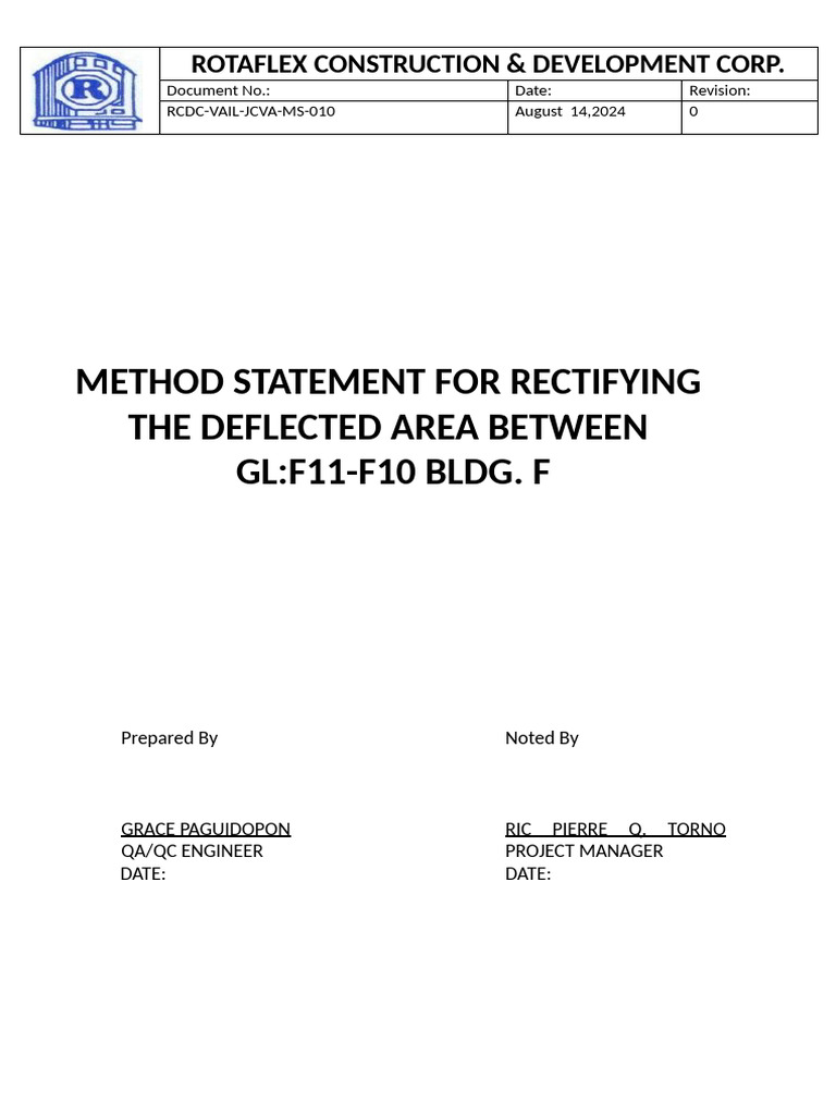 Rectification Method for Building F Deflection | PDF | Specification ...