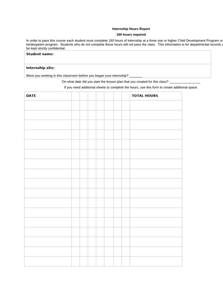 Internship Hours Tracking Report | PDF