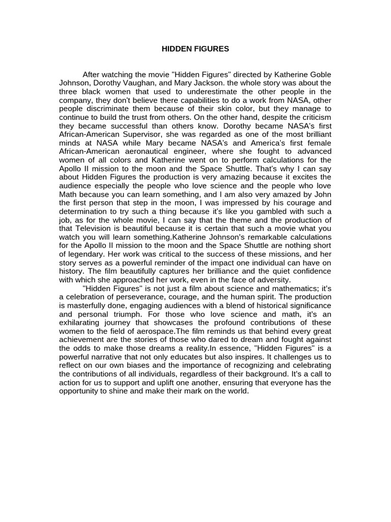 Hidden Figures | PDF | Hidden Figures | Katherine Johnson