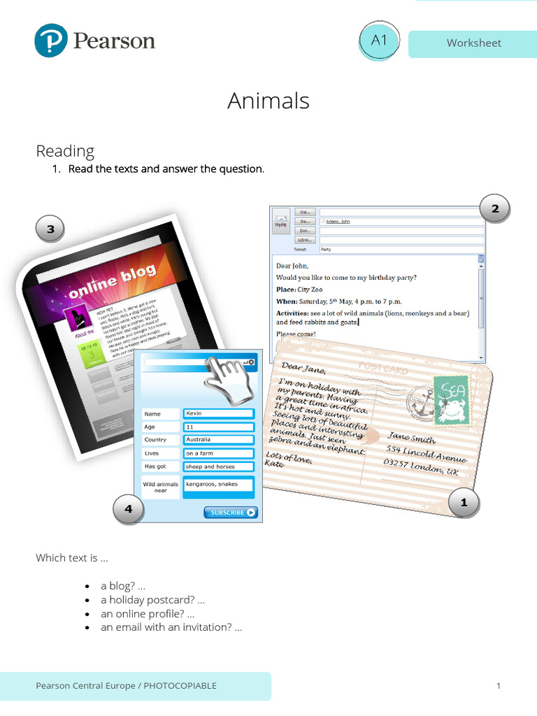 Animal Reading and Vocabulary Worksheet | PDF | Learning | Language ...