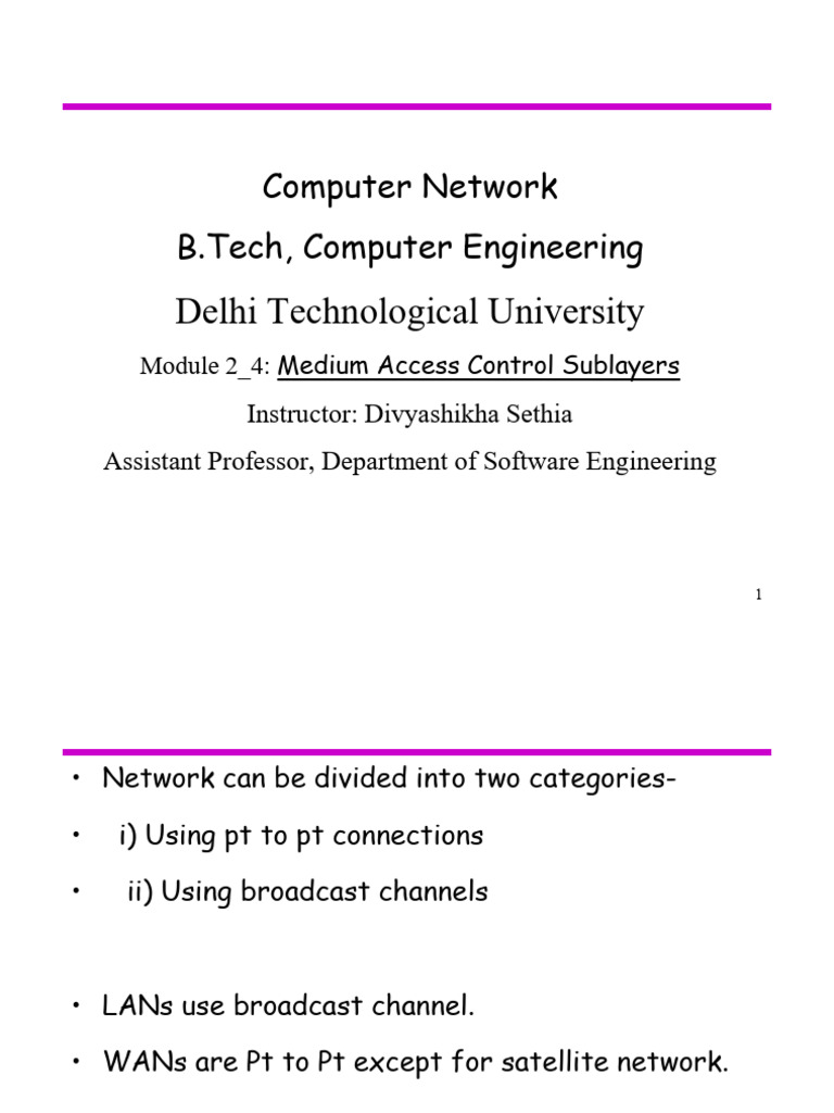 Module 2 - 4 Medium Access Control Sublayers | PDF | Computer Network | Data Transmission