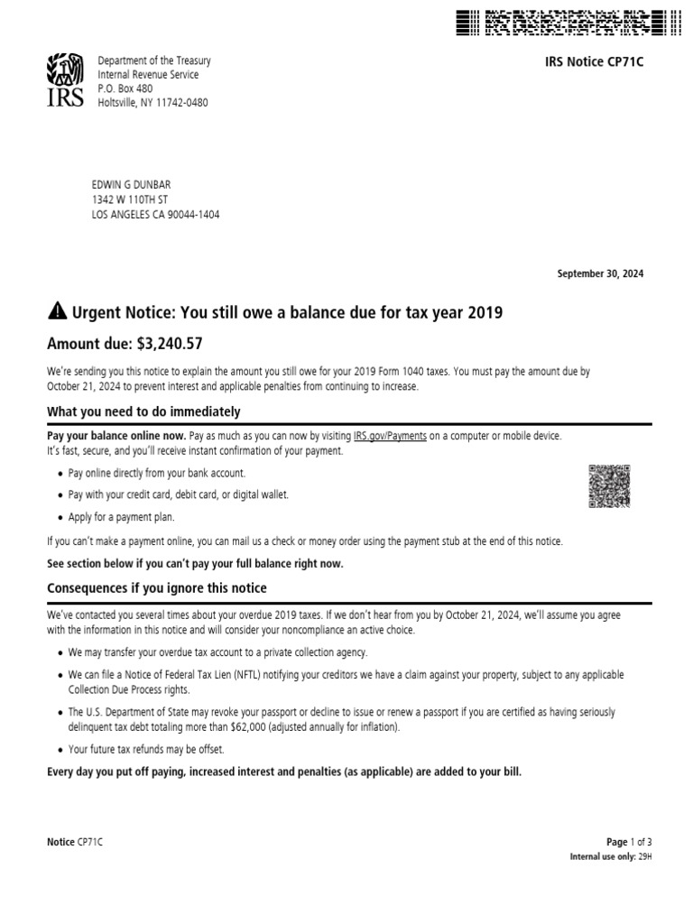 cp71c (5) | PDF | Tax Lien | Government Finances
