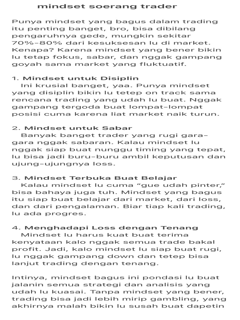 Mindset Soerang Trader | PDF