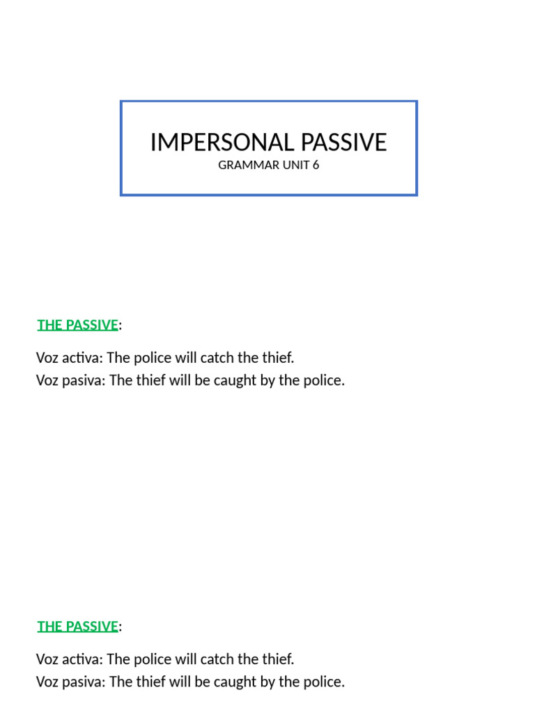 Impersonal Passive | PDF