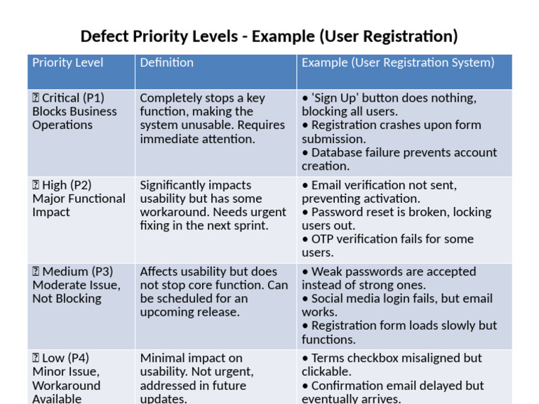 Defect Priority Levels | PDF