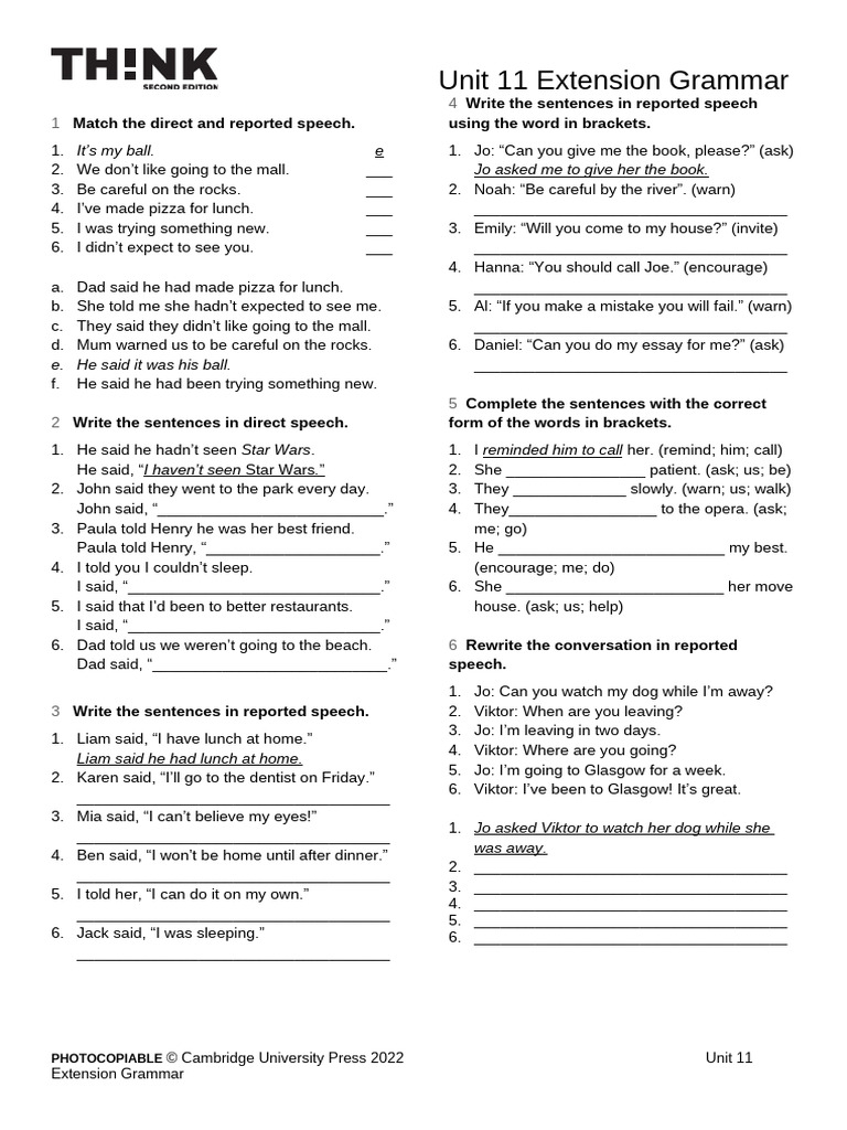 Thk2e BrE L2 Grammar Extension Unit 11 | PDF