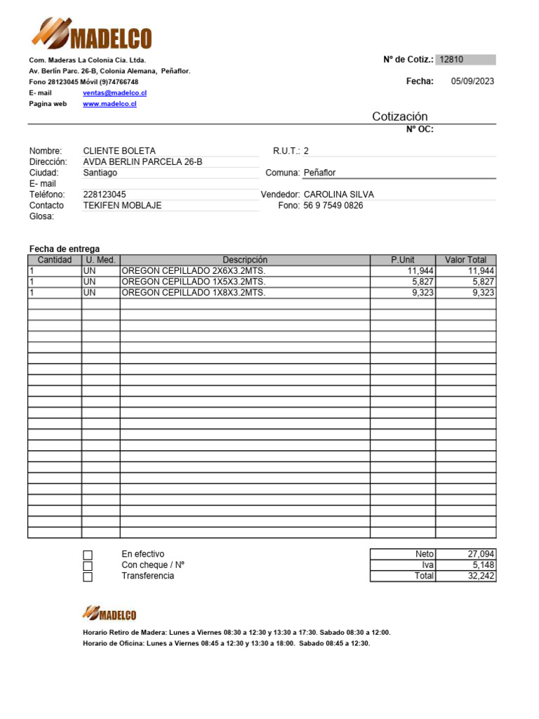 Cotizacion #12810 Tefuken Moblaje | PDF