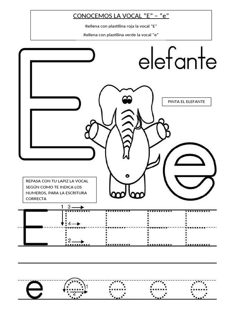 Actividades Divertidas con la Vocal "E" | PDF